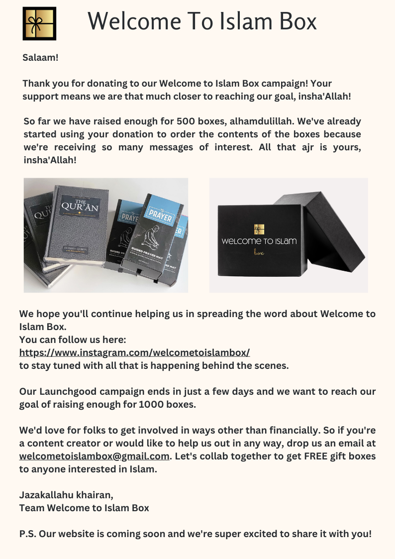 WELCOME TO ISLAM BOX - Share the message of Islam | LaunchGood | LaunchGood