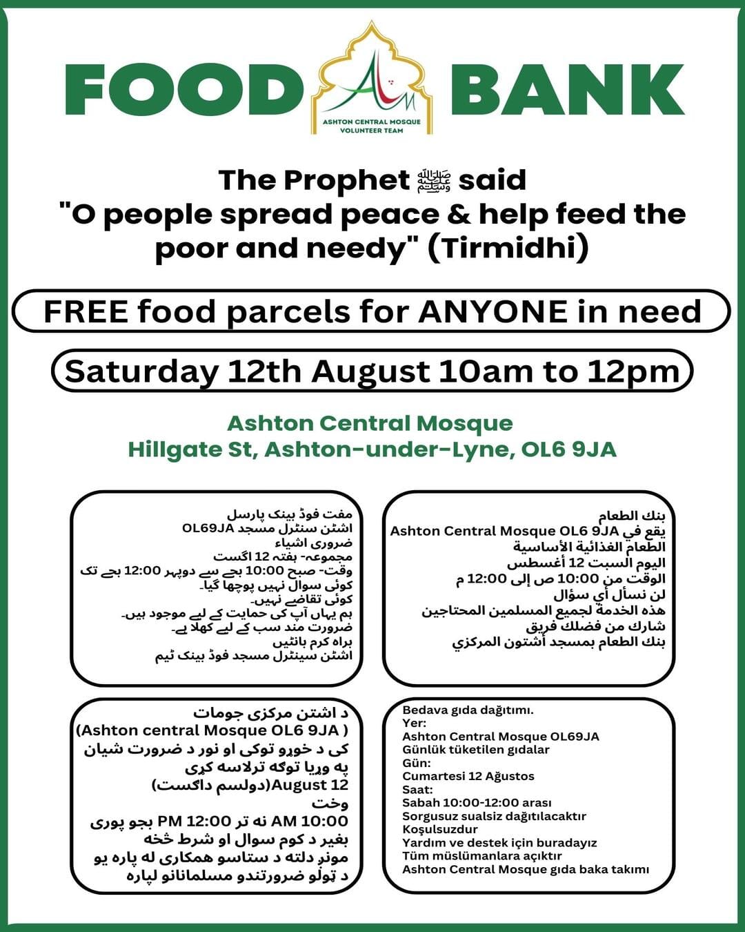 Foodbank Parcels For Families in need in Tameside- Ashton Central ...