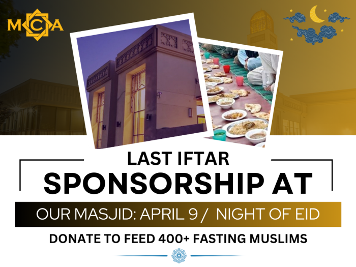Muslim Community Association Iftar Sponsorship: April 9 / Night of Eid ...